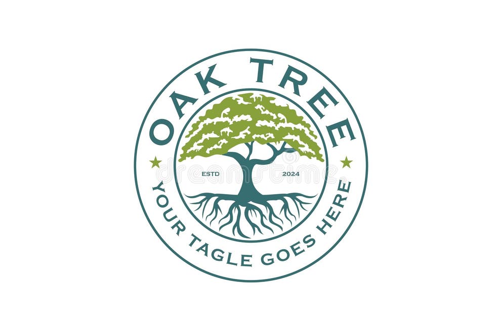Vintage Retro Oak Tree Label Stamp Logo Vector Design Stock Vector ...