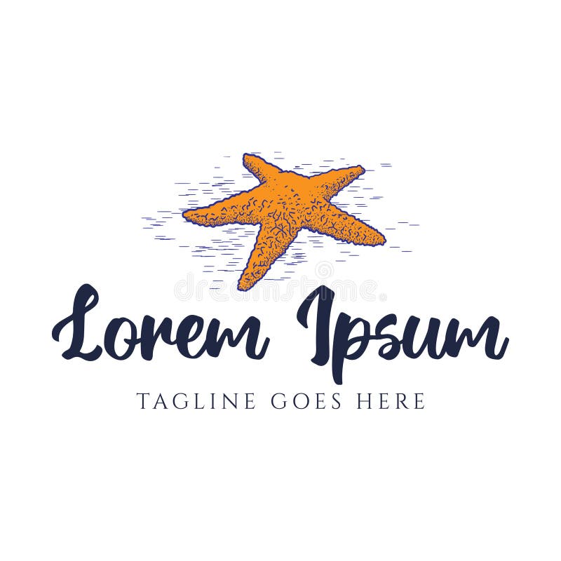 Vintage Retro Ocean Starfish Illustration Logo Design Stock Vector ...