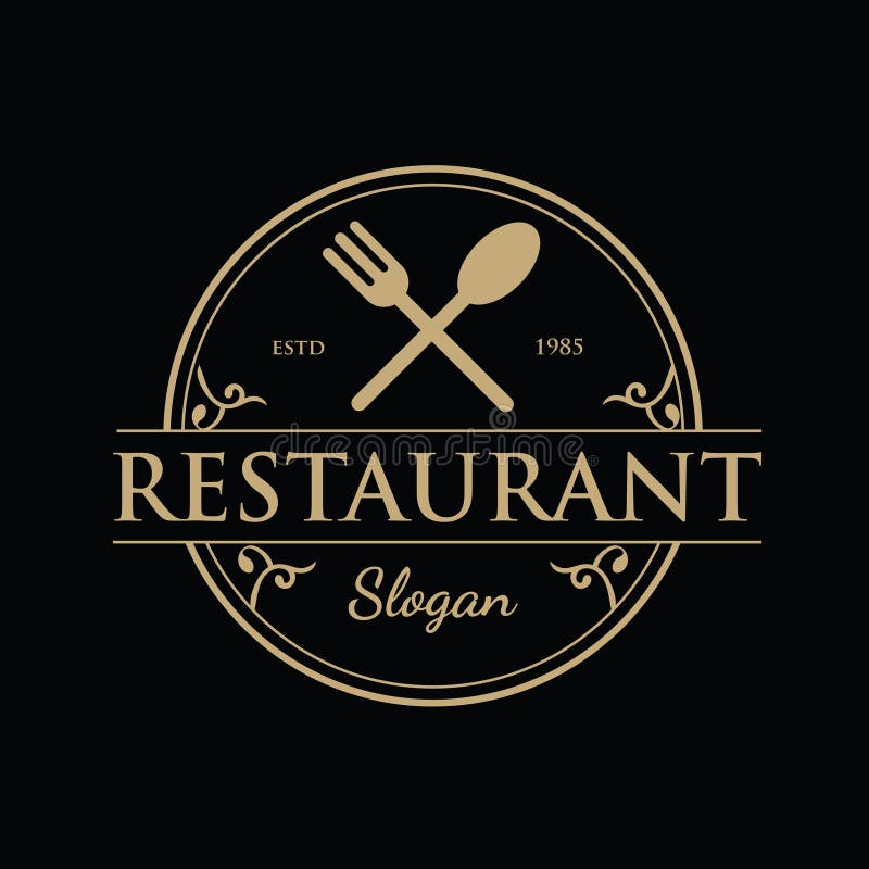 Vintage Retro Ornament Design with Typography Logo of Restaurant ...