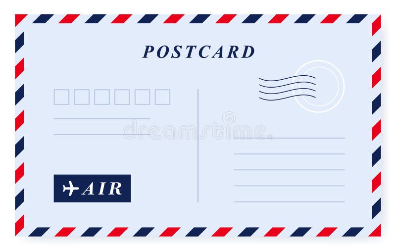 Vintage Retro Postcard Template. Air Mail Envelope with Postage Stamp ...