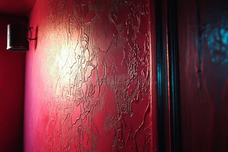 Vintage Retro Red Wallpaper with a Flock Design and Red Damask Patterns ...