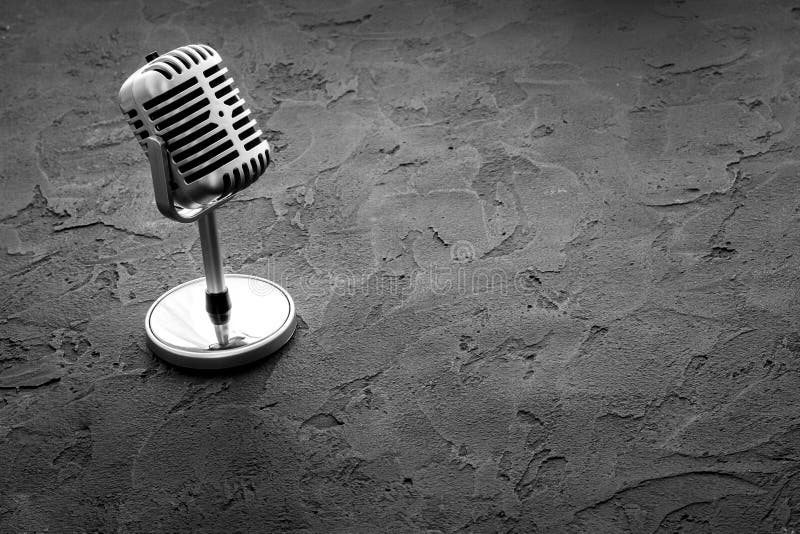 Vintage Retro Style Silver Microphone, Close Up, Copy Space Stock Image ...