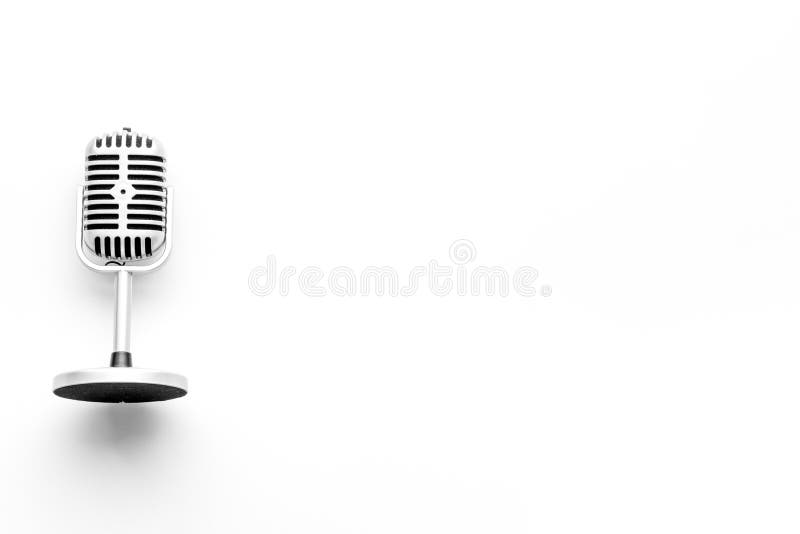 Vintage Retro Style Silver Microphone, Top View, Copy Space Stock Image ...