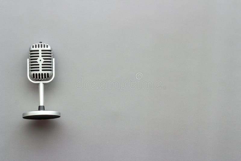 Vintage Retro Style Silver Microphone, Top View, Copy Space Stock Photo ...