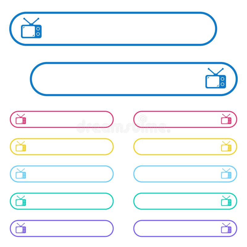 Vintage Retro Television Icons In Rounded Color Menu Buttons Stock