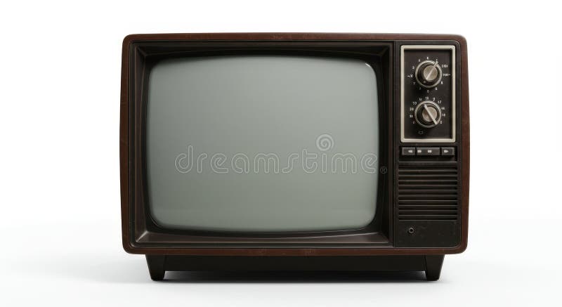 Vintage Retro Television with Knobs on Isolated Background Stock Photo ...