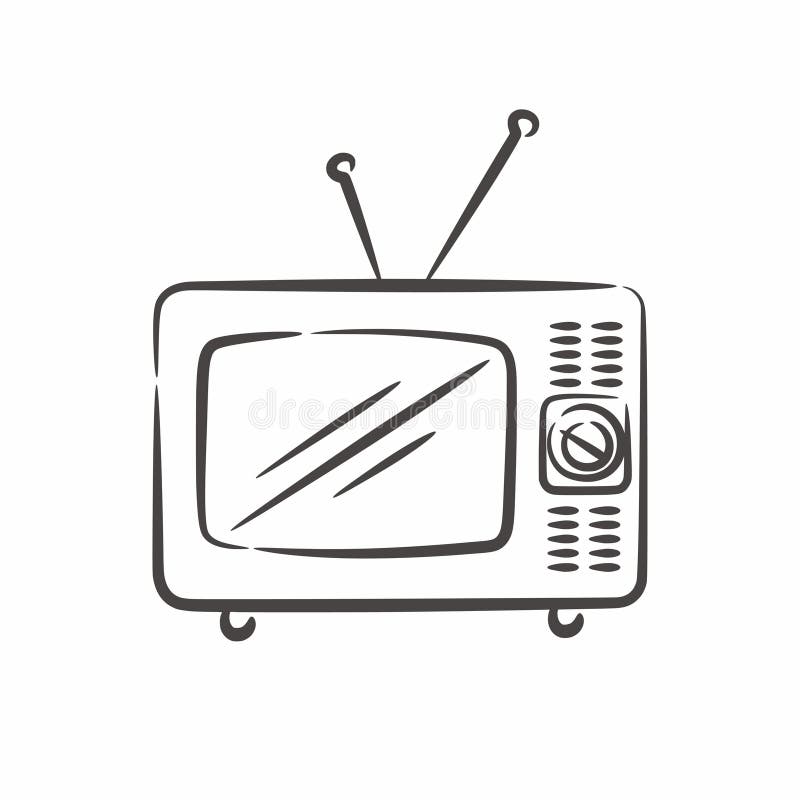 Vintage Retro Television Line Art. Retro TV Hand-drawn Stock Vector ... Vintage Retro Television Line Art. Retro TV Hand-drawn Stock Vector ...