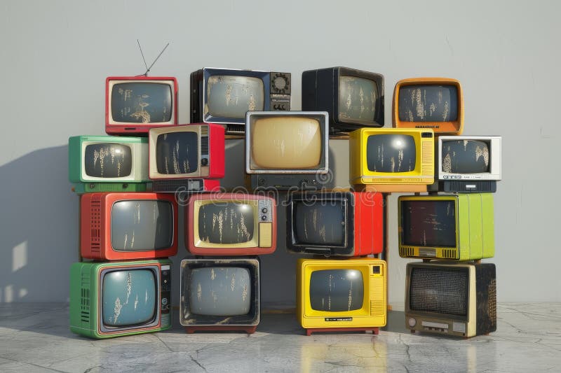 Vintage Retro Television Sets Stacked Together Stock Photo - Image of ...