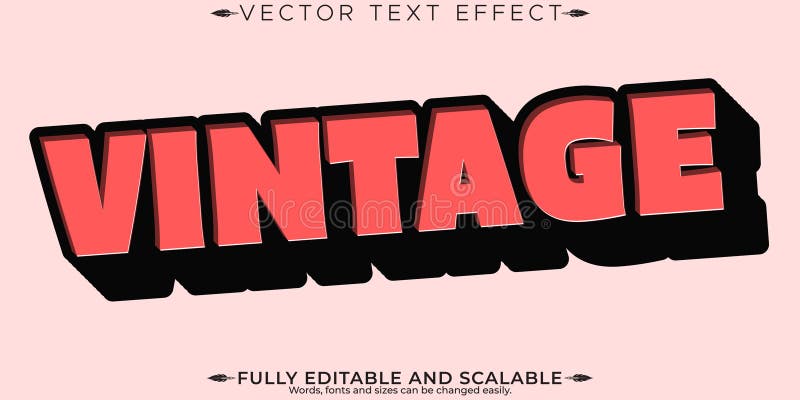 Vintage Retro Text Effect, Editable 80s and Old Text Style Stock Vector ...