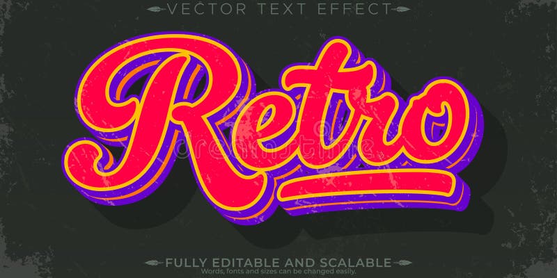 Vintage Retro Text Effect, Editable 80s and Old Text Style Stock Vector ...
