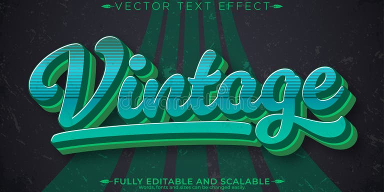 Vintage Retro Text Effect, Editable 80s and Old Text Style Stock Vector ...