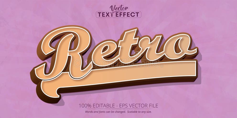 Vintage, Retro Text Effect, 70s and 80s Editable Text Style Stock Vector - Illustration of ...
