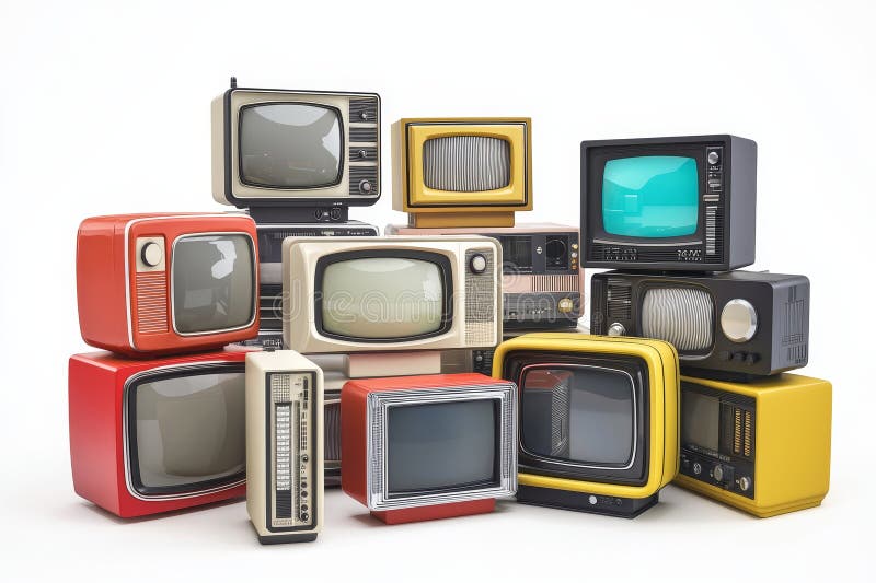 Vintage Retro TV Sets in a Stack Stock Illustration - Illustration of ...