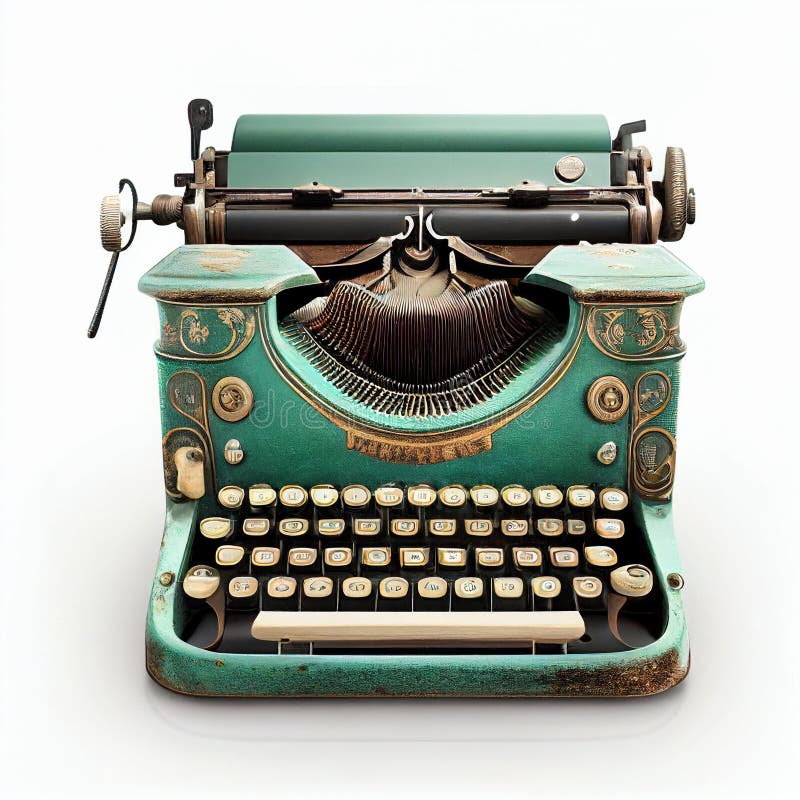 Vintage Retro Typewriter Isolated on White Close-up Stock Illustration ...