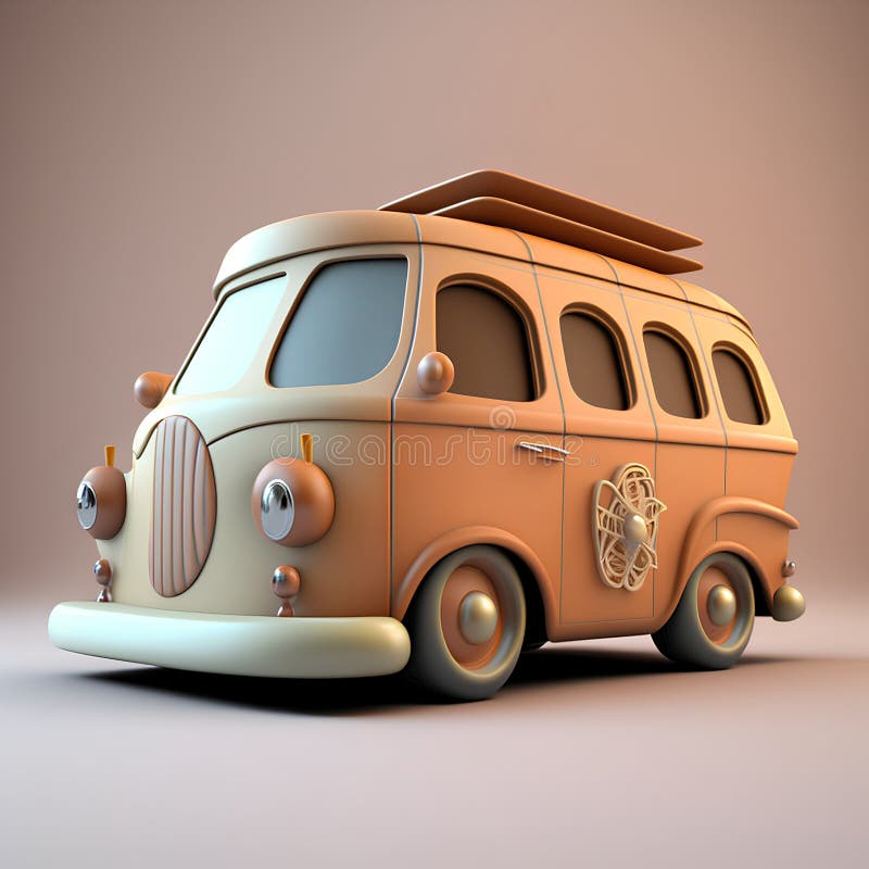 Vintage Retro Van. 3D Render. 3D Illustration Stock Illustration ...