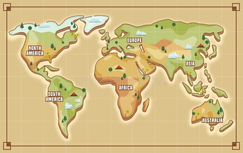 VIntage Retro World Map Vector Illustration EPS Editable Stock Vector ...