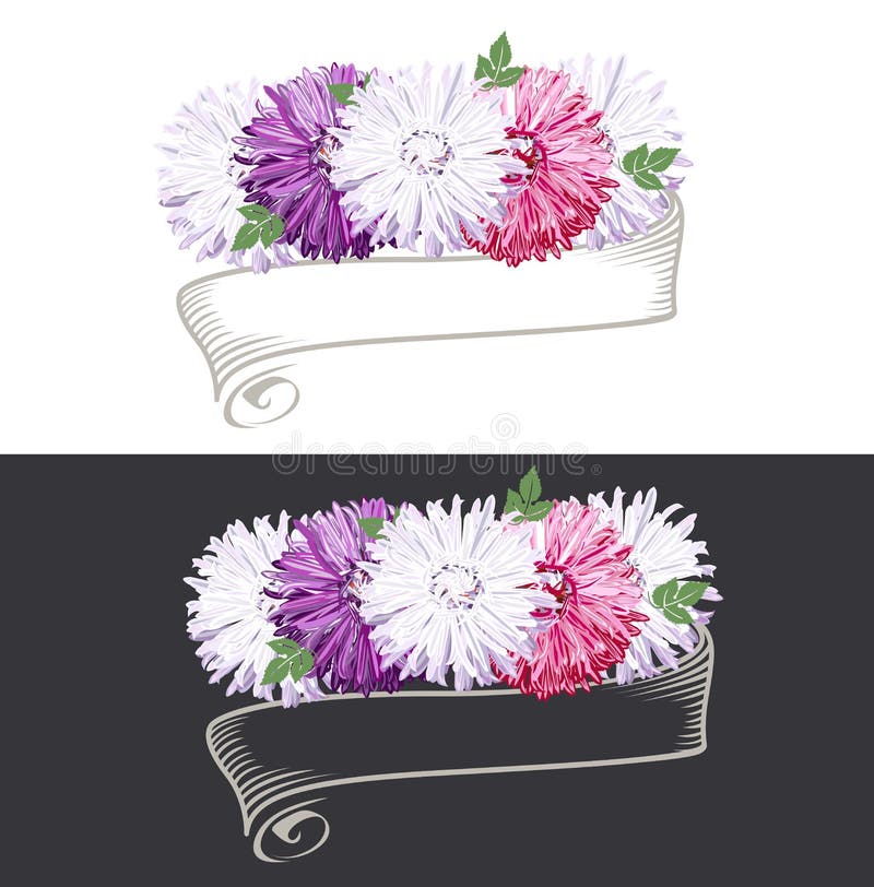 Vintage Ribbon with Flowers Stock Vector - Illustration of vector ...