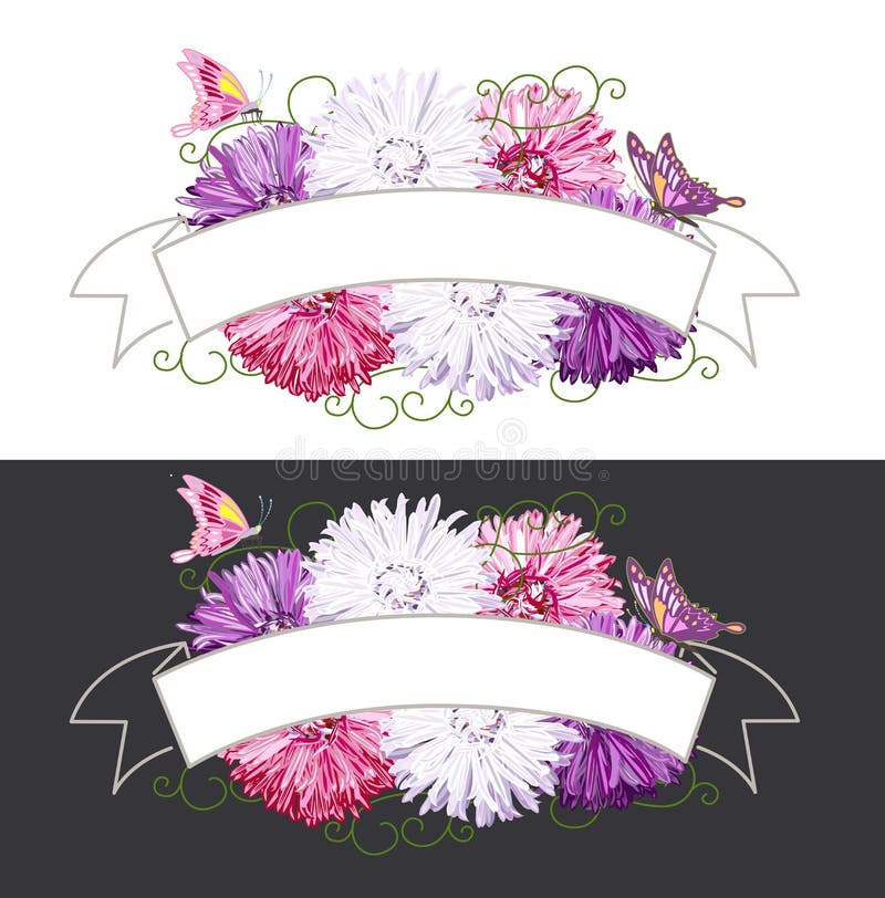 Vintage Ribbon with Flowers Stock Vector - Illustration of holiday ...