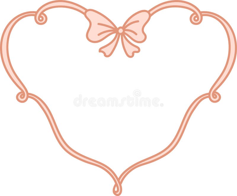 Vintage Ribbon Heart Frame with Bow Stock Vector - Illustration of ...