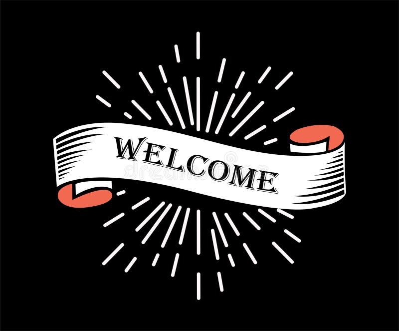 Vintage Ribbon with Text Welcome Hand Drawn Stock Vector - Illustration ...