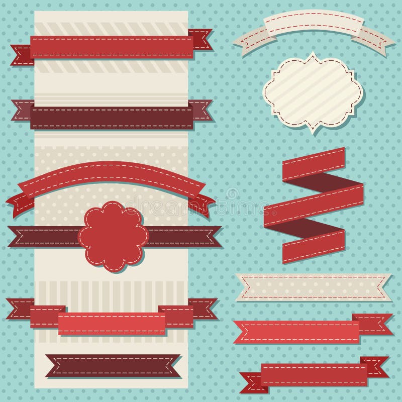 Set of Vintage Ribbons and Labels. Stock Vector - Illustration of ...