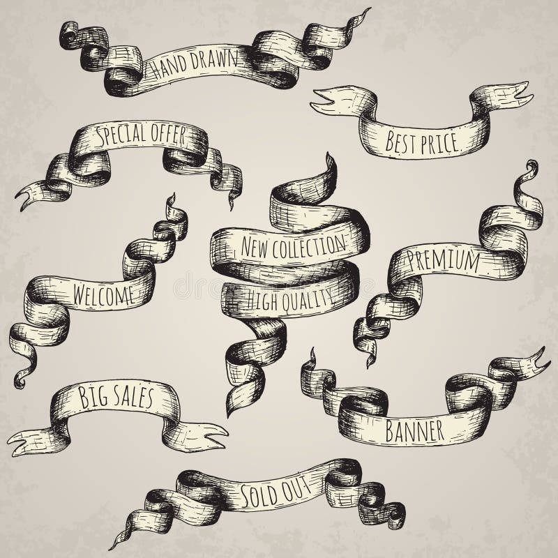 Vintage ribbons set. stock vector. Illustration of abstract - 61074944