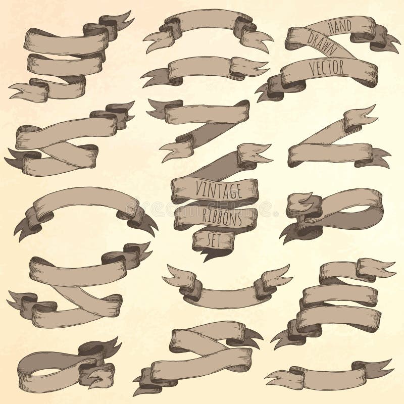 Vintage ribbons set. stock vector. Illustration of retro - 65263512