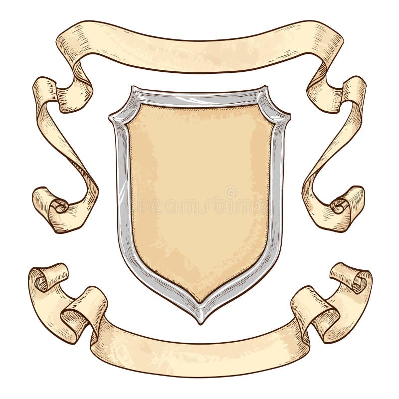 Vintage ribbons and shield stock illustration. Illustration of shield ...