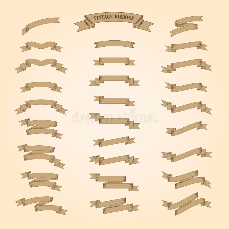 Vintage Ribbons Vector Set on Background. Retro Style Stock Vector ...
