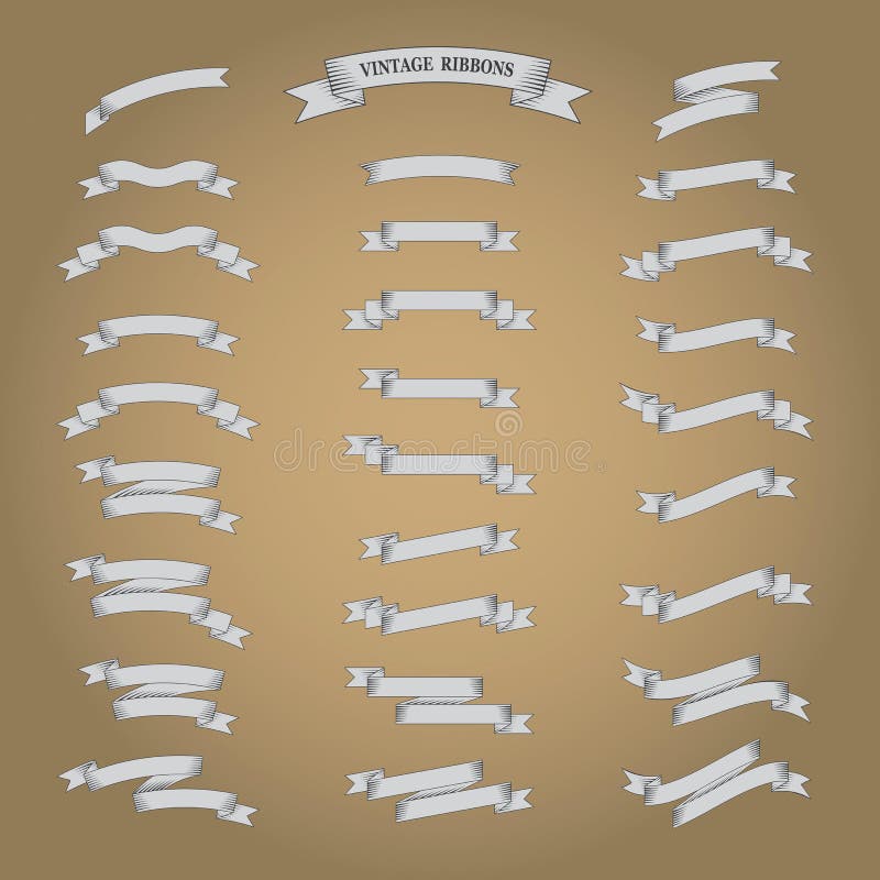 Vintage Ribbons Vector Set on Background. Retro Style Stock Vector ...