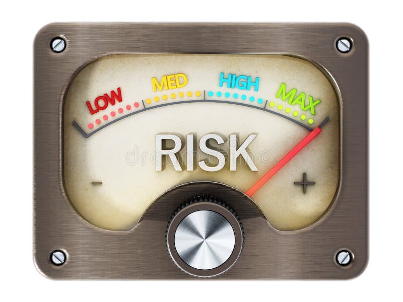 Vintage Risk Meter Pointing Maximum Risk Isolated on White Background ...