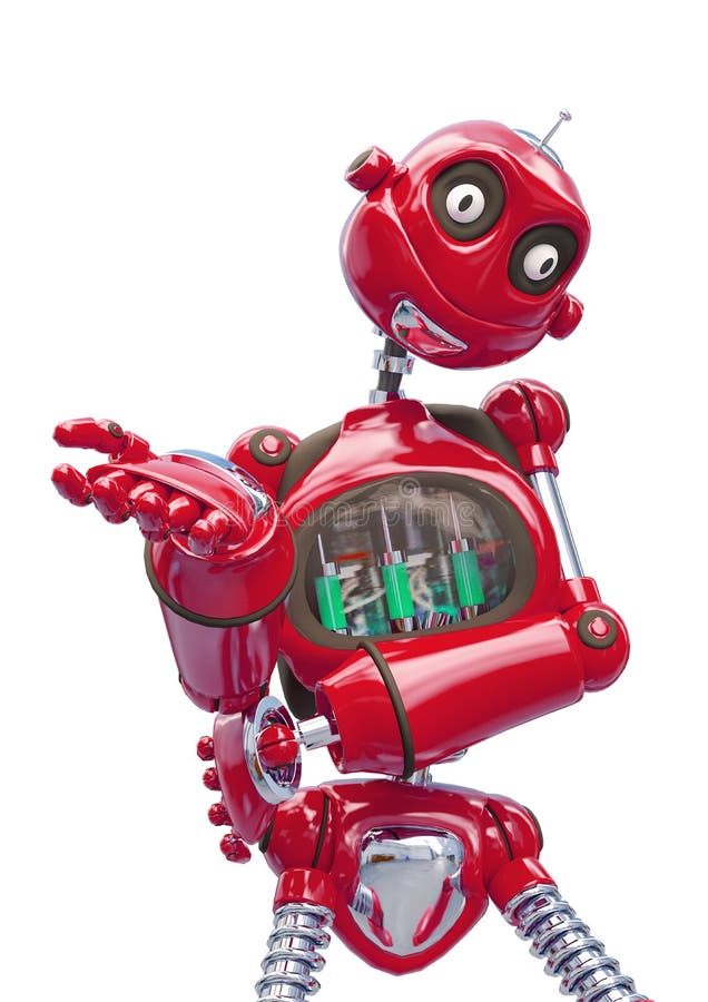 Vintage Robot Cartoon Explaining in White Background Stock Illustration ...