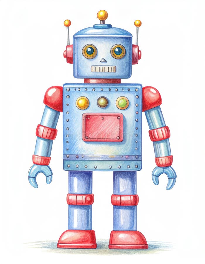 Vintage Robot with Colorful Design and Features Stock Illustration ...