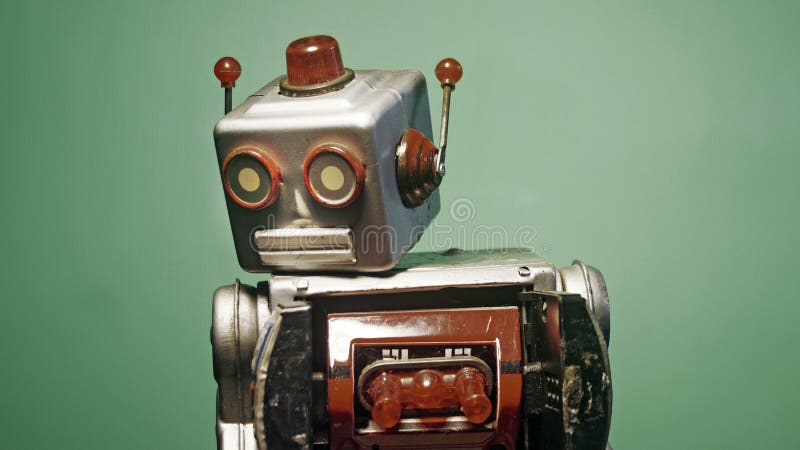 Vintage robot tin toy stock image. Image of humor, closeup - 146933165