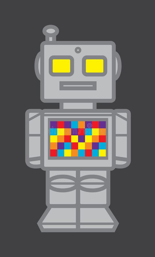 Vintage Robot Standing by Cartoon Illustration Stock Vector ...