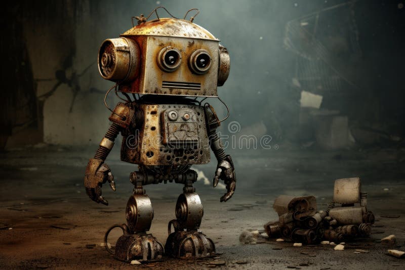 Rustic Robot in Abandoned Setting Stock Image - Image of deserted ...