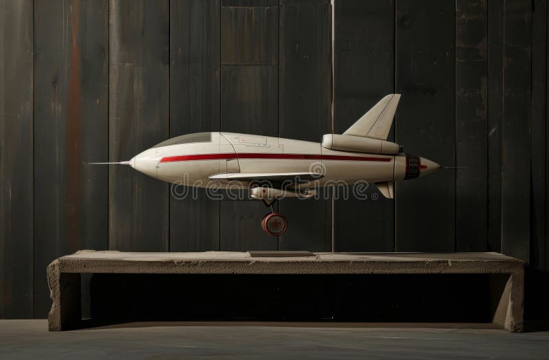 Vintage Rocket Model on Display Stock Illustration - Illustration of ...