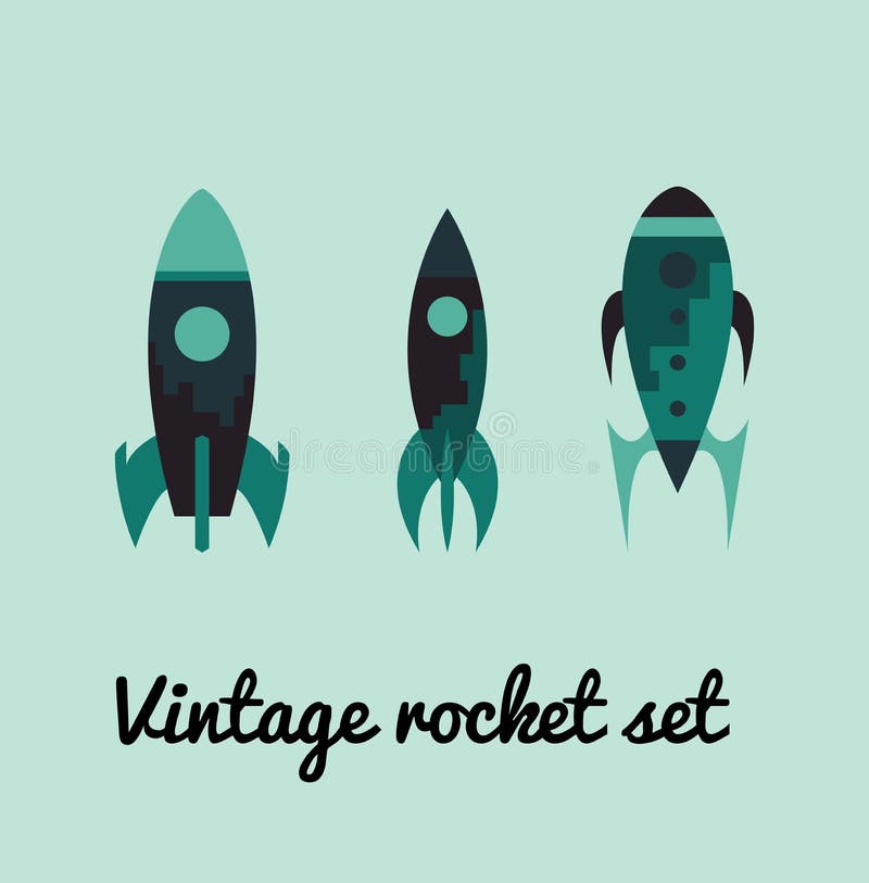 Vintage rocket space set stock illustration. Illustration of futurism ...