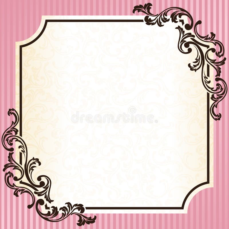 Vintage Rococo Frame in Pink Stock Vector - Illustration of invitation ...