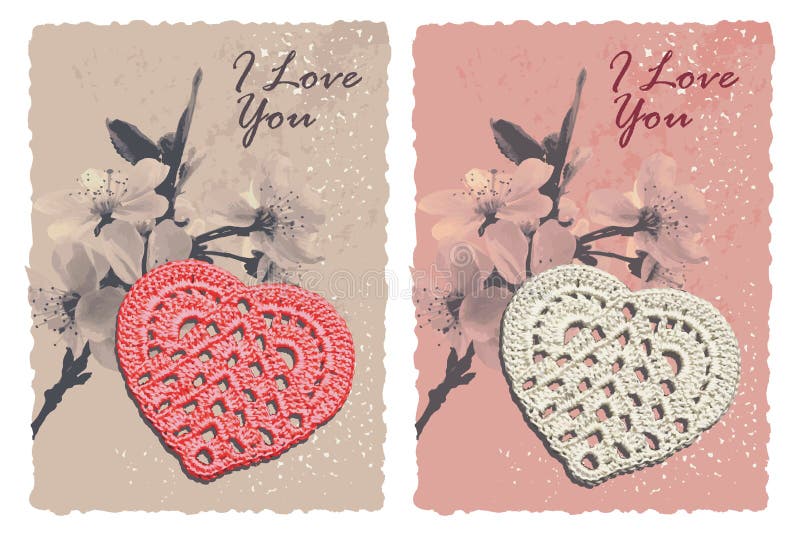 Vintage Romantic Card with Heart Stock Vector - Illustration of stained ...