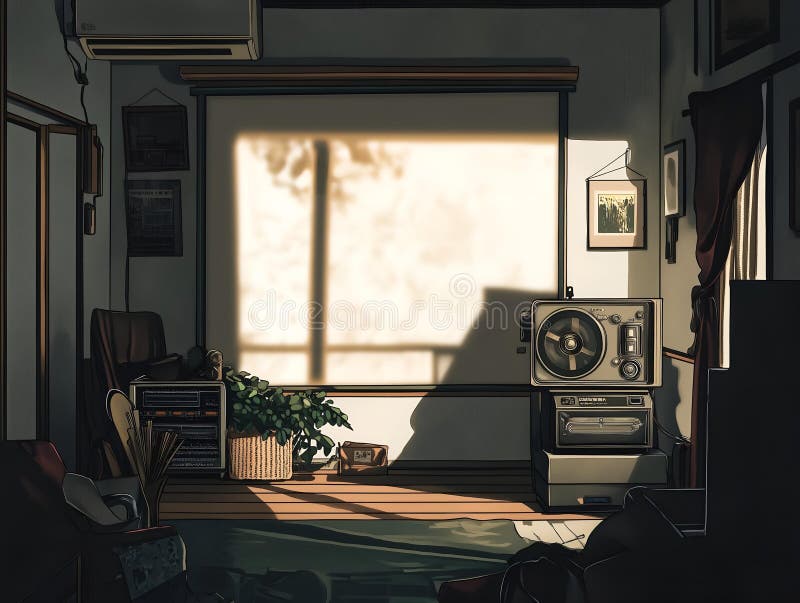 Vintage Room Interior, Sunlight Streaming through Window, Film ...