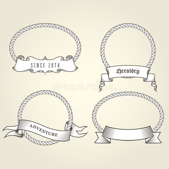 Vintage Rope Frames with Banners - Round Rope Frames Stock Vector ...