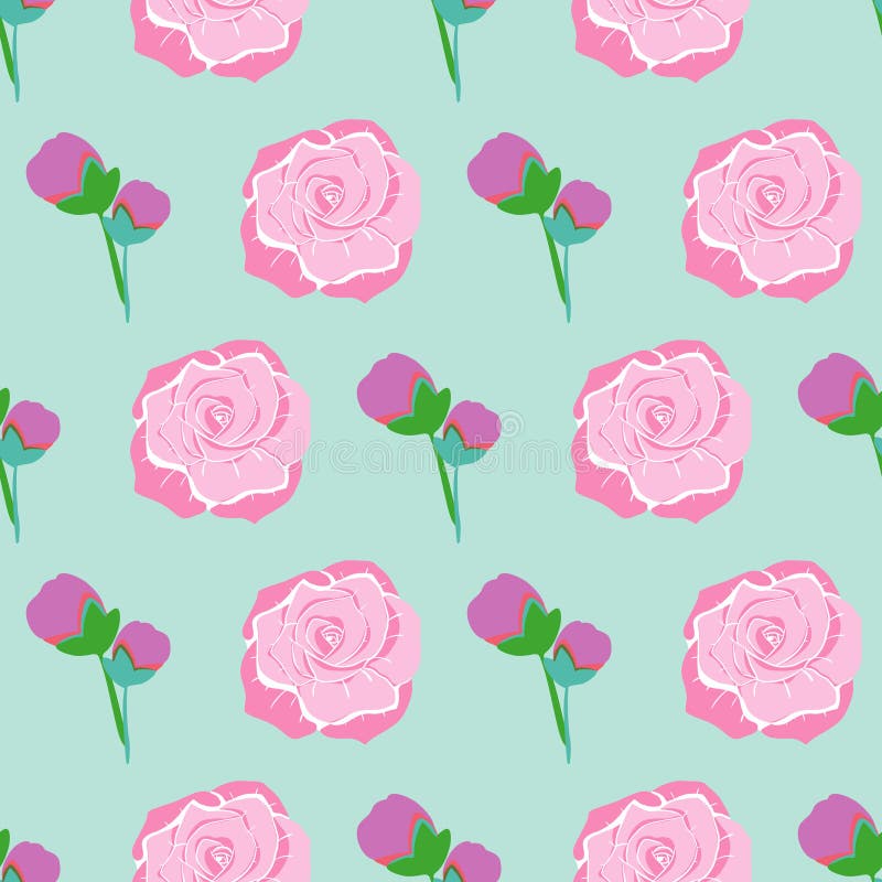Vintage Rose Flowers Seamless Vector Design Pattern Stock Vector - Illustration of botanical ...