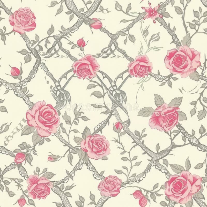 Vintage Rose Pattern Wallpaper with Elegant Floral Design Stock Photo ...