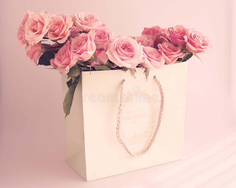 Vintage roses in a bag stock image. Image of blur, flower - 66915165