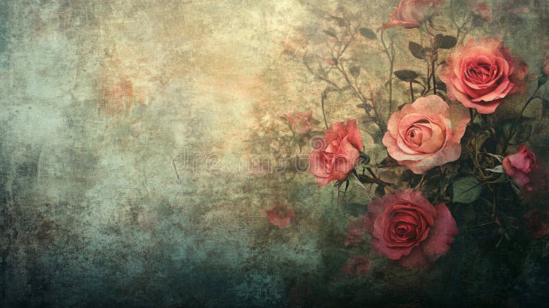 Vintage Roses on Grunge Background Stock Illustration - Illustration of ...