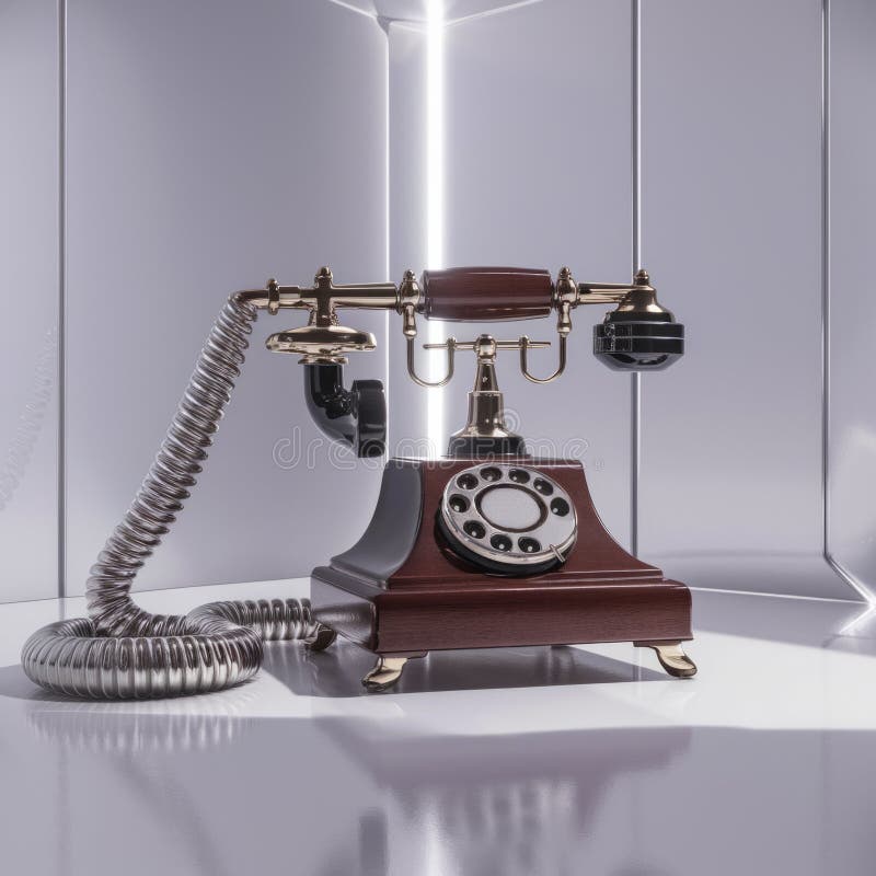 Vintage Rotary Dial Telephone in Modern Minimalist Interior Stock Image ...