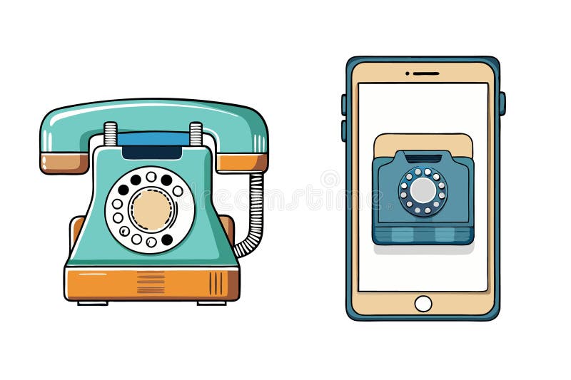 Vintage Rotary Telephone Alongside Modern Smartphone Display ...