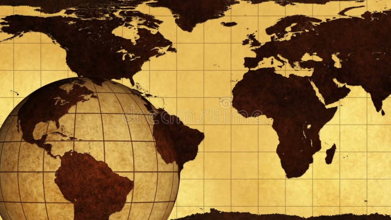 Vintage Rotating Globe and Map of the World Stock Footage - Video of ...