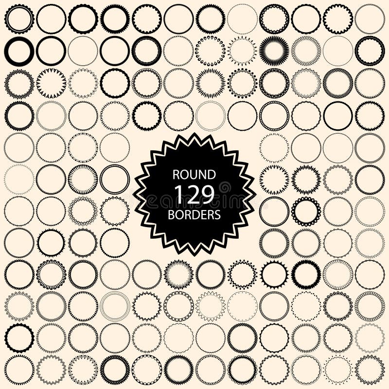 129 Vintage Round Borders. Set with Circle Frames. Stock Vector ...